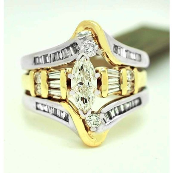 Jewelry | Genuine 2 Carats Diamond Two In One Ring 14k Gold Bridal Set ...